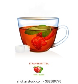 Strawberry Tea Illustration Vector Strawberry Tea Stock Vector (Royalty ...