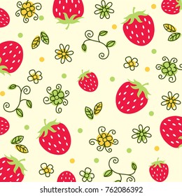 Strawberry Vector Floral Design Stock Vector (Royalty Free) 762086737