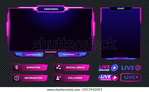 Streaming Screen Panel Overlay Design Template: vector de stock (libre ...