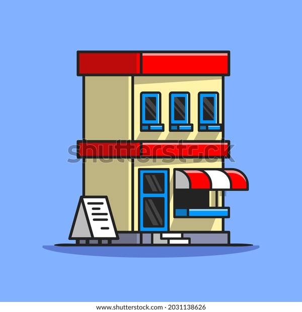 Street Cafe Building Cartoon Vector Icon Stock Vector (Royalty Free ...