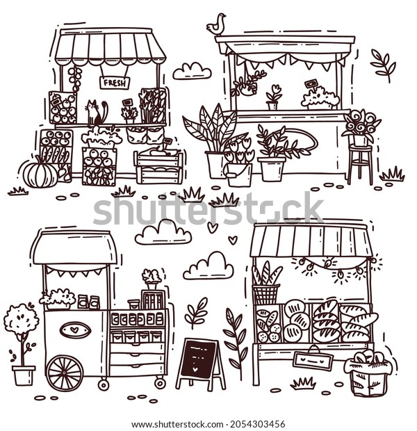 738 Hand Drawn Market Stall Images, Stock Photos & Vectors | Shutterstock