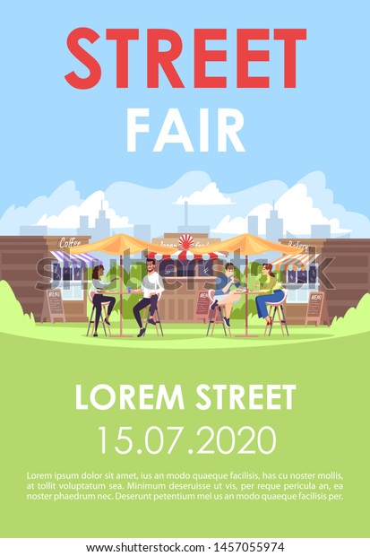 Street fair brochure template. Summer weekend at park cafe. Flyer ...
