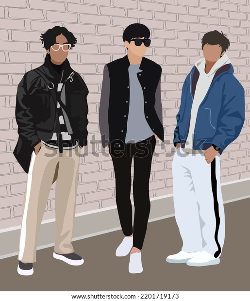 Street Fashion Men Vector Art Illustration Stock Vector (Royalty Free ...
