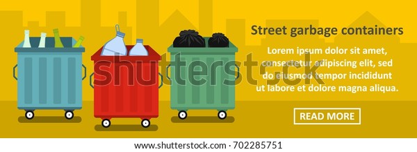 Street Garbage Containers Banner Horizontal Concept Stock Vector ...
