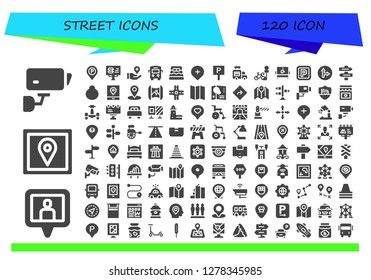 Street Icon Set 120 Filled Street Stock Vector (Royalty Free ...