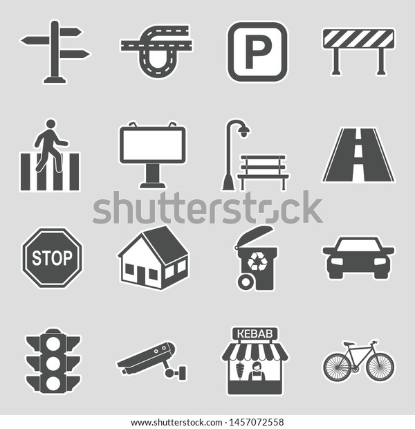 Street Icons Sticker Design Vector Illustration Stock Vector (Royalty ...