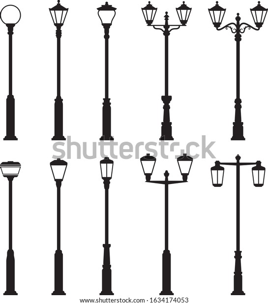 Street Lamp Lights Vector Icons Stock Vector (Royalty Free) 1634174053 ...
