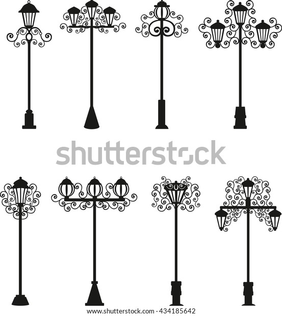 Street Lamps Vector Drawing External Lighting Stock Vector (Royalty ...