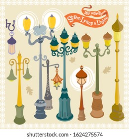 Street Light Lamp Cartoon Vector Illustration Stock Vector (Royalty ...