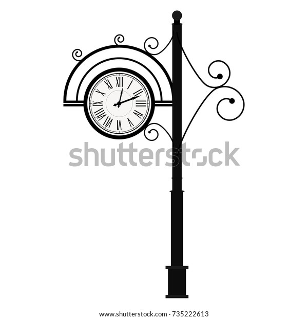 Street Retro Clock On Pole Vintage Stock Vector (Royalty Free ...