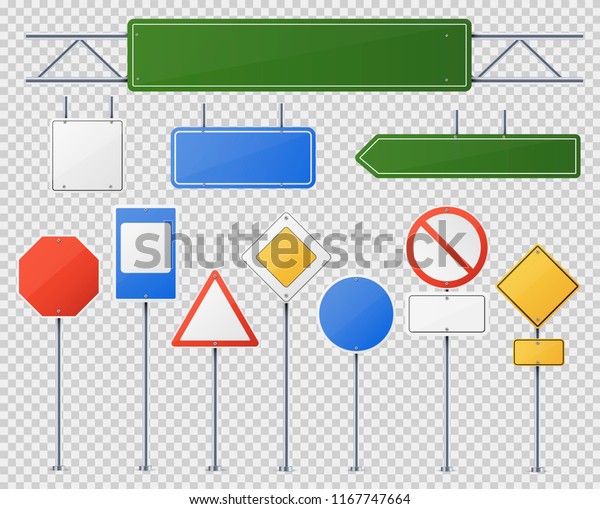 Street Road Sign Set Warning Safety Stock Vector (Royalty Free ...