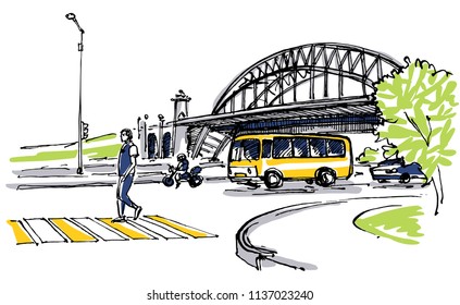 Street View Sketch Stock Vector (Royalty Free) 1137023240 | Shutterstock