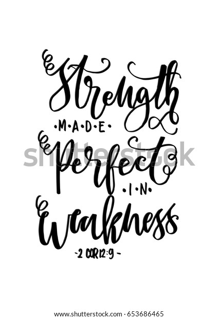 Strength Made Perfect Weakness Bible Verse 库存矢量图（免版税）653686465 ...