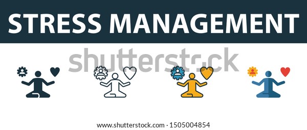 Stress Management Icon Set Four Elements Stock Vector (Royalty Free ...