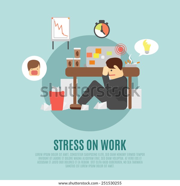 Stress On Work Flat Icon Overworking : image vectorielle de stock ...