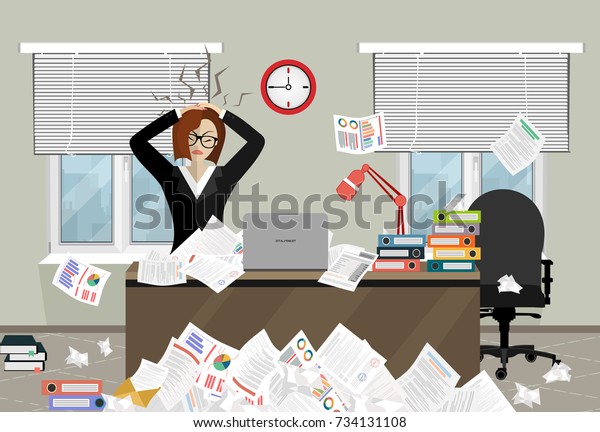Stress Work Concept Flat Illustration Stressed Stock Vector (Royalty ...