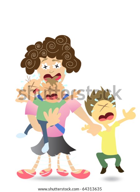 Woman Stressed Out Mom Cartoon
