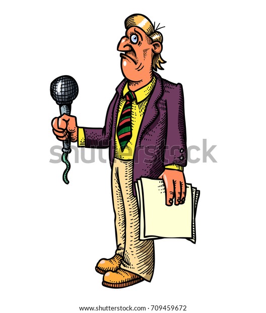 Stressed Reporter Hand Drawn Image Original Stock Vector (Royalty Free ...