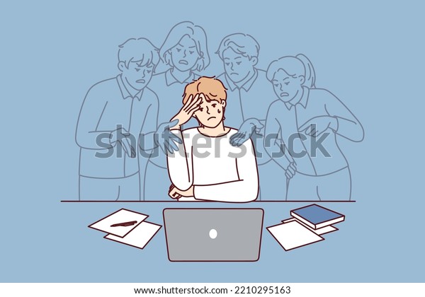 Stressed Young Man Feel Pressure By Stock Vector (Royalty Free ...