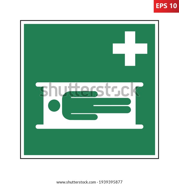 Stretcher Sign Vector Illustration Green Square Stock Vector (Royalty ...