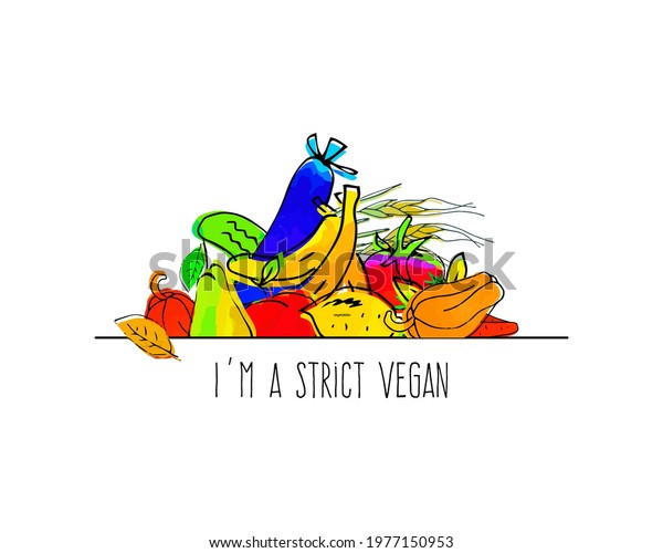 Strict Vegan Print Card Poster Go Stock Vector (Royalty Free ...