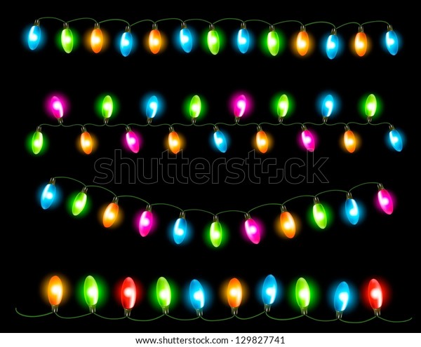 Strings Holiday Lights On Black Background Stock Vector (Royalty Free ...