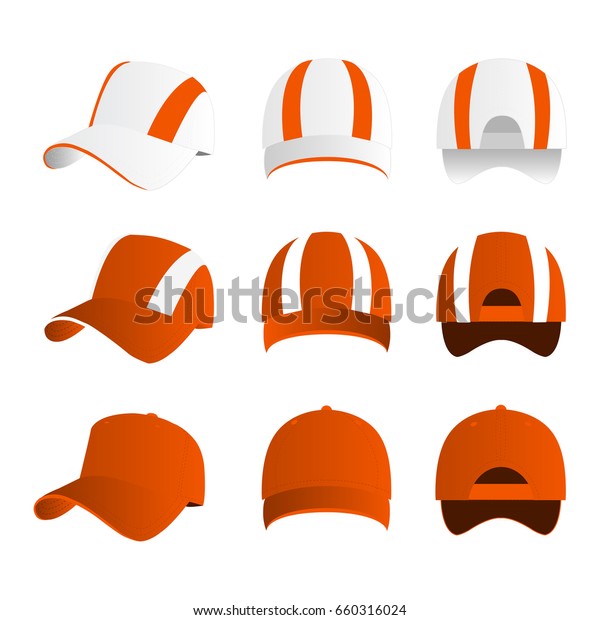 Strip Baseball Cap Orange Color Colored Stock Vector (Royalty Free ...