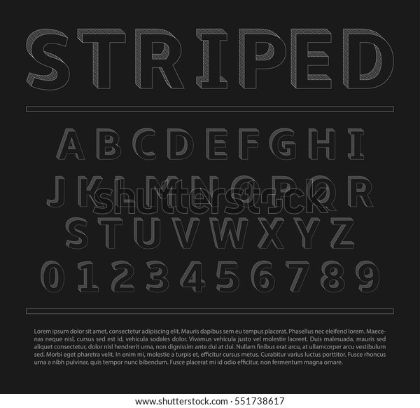 Striped 3d Extruded Font Alphabet Numbers Stock Vector (Royalty Free ...