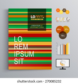 Striped Brochure Template Design Red Green: เวกเตอร์สต็อก (ปลอดค่า ...