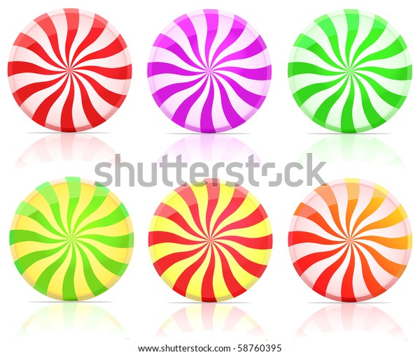 Striped Candy Lollipop Set Isolated On: vector de stock (libre de ...