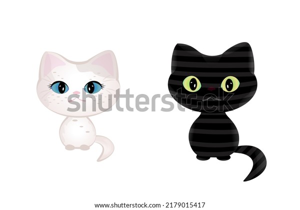Striped Cat White Cat Vector Hand Stock Vector (Royalty Free ...