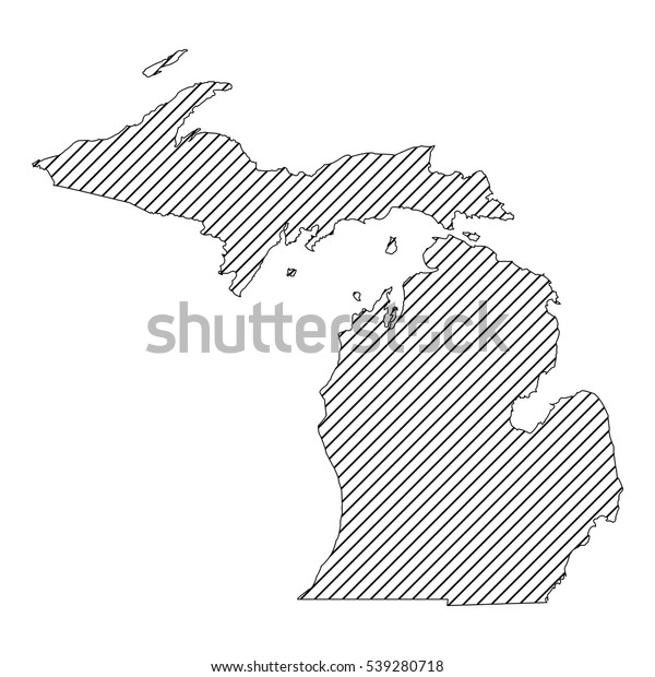 Striped Michigan Map Isolated On White Stock Vector (Royalty Free ...
