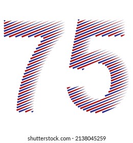 Striped Number Seventy Five Vector Illustration Stock Vector (Royalty ...