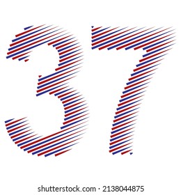Striped Number Thirty Seven Vector Illustration Stock Vector (Royalty ...