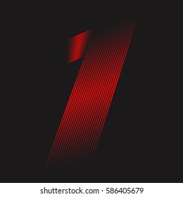 Striped Red Number 1 Stock Vector (Royalty Free) 586405679 | Shutterstock