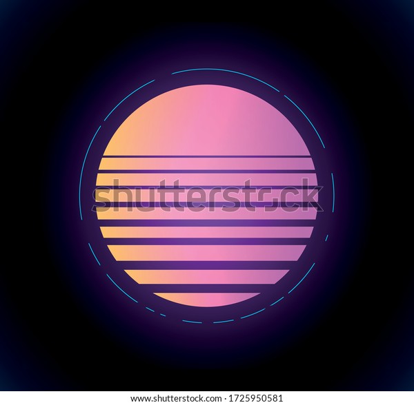 Striped Retro Wave Sun Style 80s Stock Vector (Royalty Free) 1725950581 ...