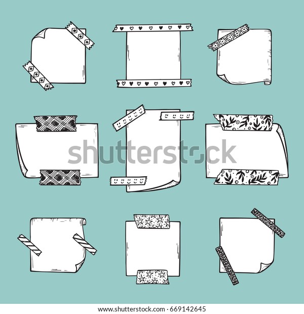 Strips Masking Tape Note Paper Set Stock Vector (Royalty Free) 669142645