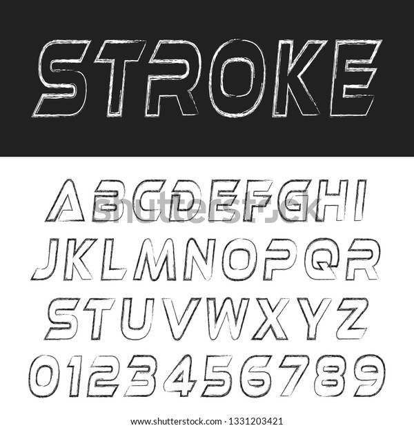 Stroke Font Alphabet Template Letters Numbers Stock Vector (Royalty ...