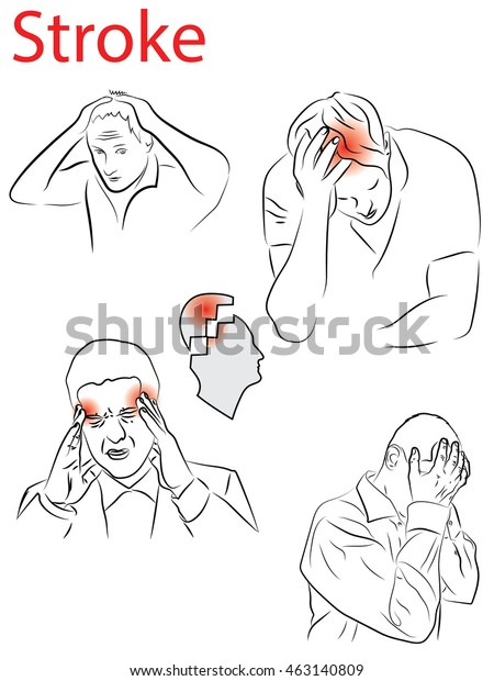 Stroke Head Man Holding His Head Stock Vector (Royalty Free) 463140809 ...