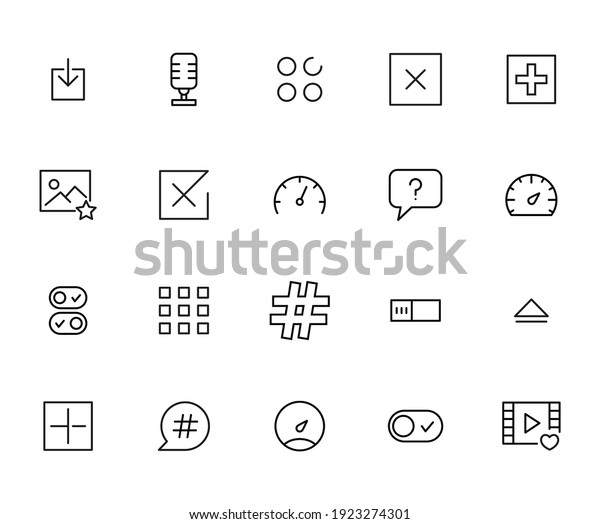 Stroke Line Icons Set Miscellaneous Simple Stock Vector (Royalty Free ...