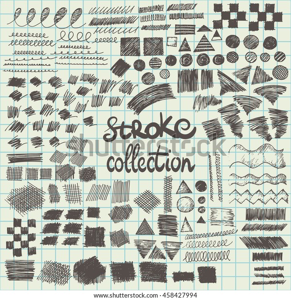 Stroke Pencil Graphic Hand Drawing Collection Stock Vector (Royalty ...