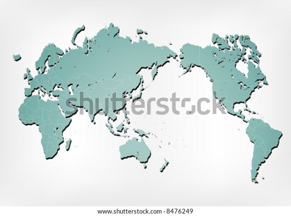 Stroked World Map Illustration Nation Borders Stock Vector (Royalty ...