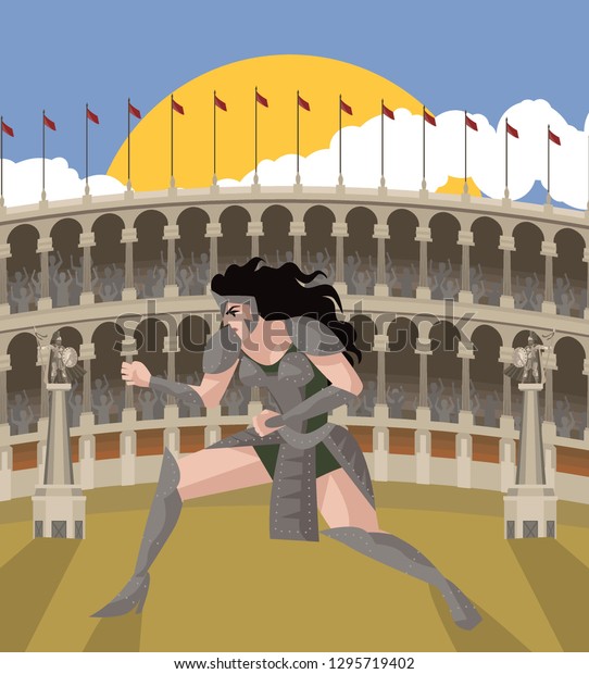 Strong Amazon Woman Warrior Stock Vector (Royalty Free) 1295719402 ...