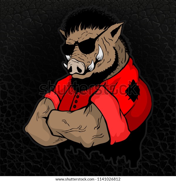 Strong Boarman On Texture Skin Stock Vector (Royalty Free) 1141026812 ...