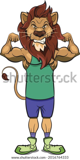 Strong Body Builder Lion Tiger Flexing Stock Vector (Royalty Free ...