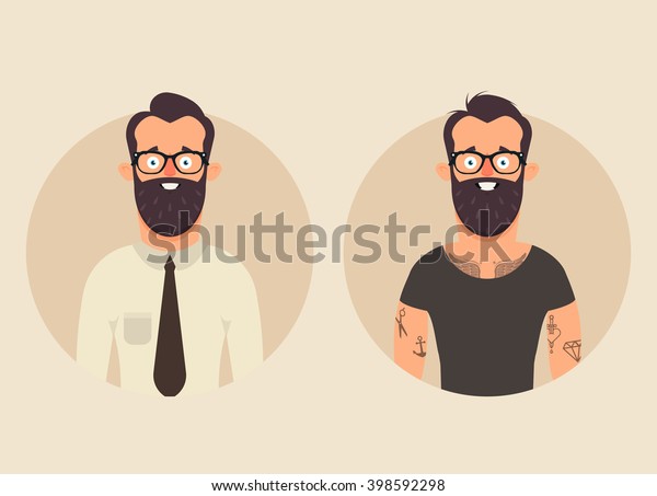 Strong Cartoon Character Tattoos Work Leisure 스톡 벡터(로열티 프리) 398592298 ...