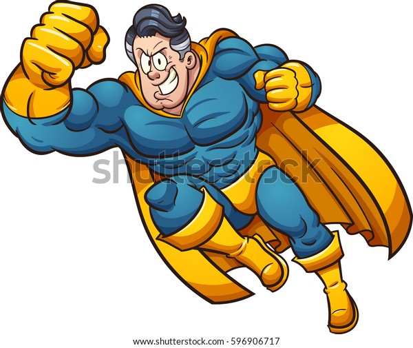 Strong Cartoon Superhero Vector Clip Art เวกเตอร์สต็อก (ปลอดค่า ...