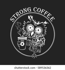 Good Morning Emblem Owl Coffee: vetor stock (livre de direitos ...
