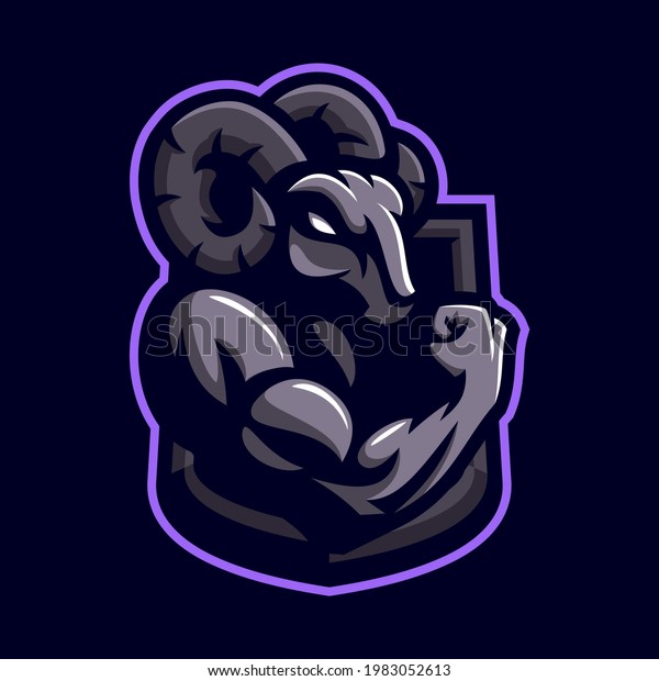 Plantilla de logotipo de mascota de cabra fuerte