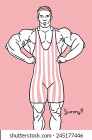 Strong Guy Bodybuilder Pink Coloring Leotard: เวกเตอร์สต็อก (ปลอดค่า ...